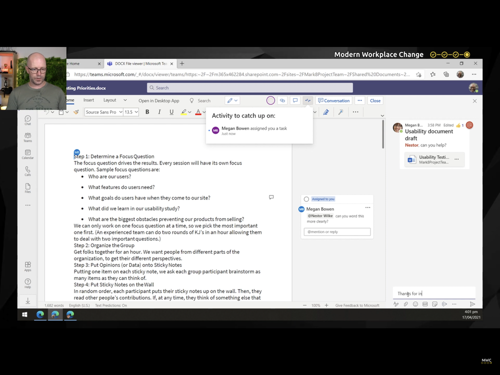 Start a conversation about a document in Microsoft Teams — Modern Work ...
