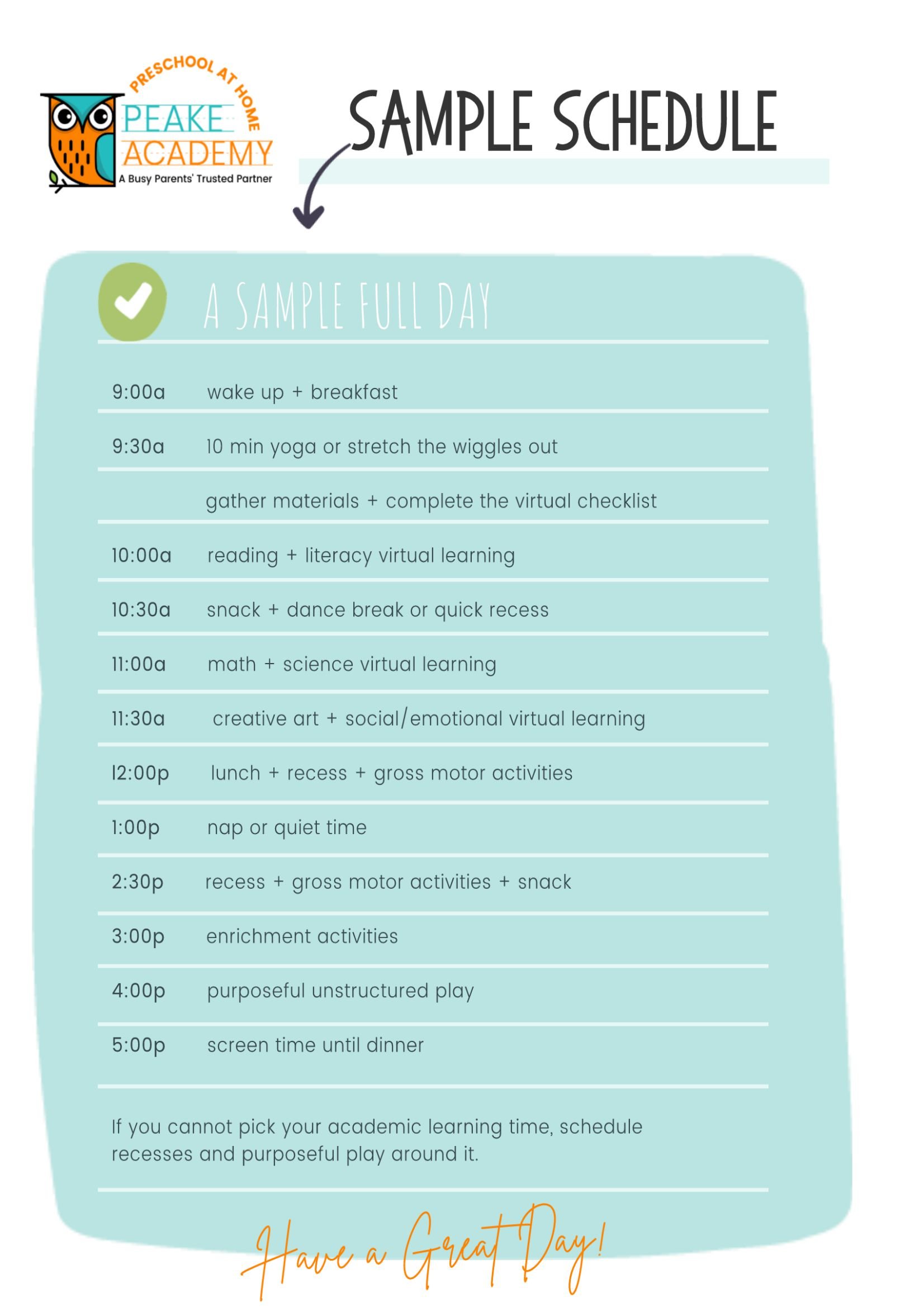 5 Steps for Creating a Daily Schedule for your Child — Peake Academy