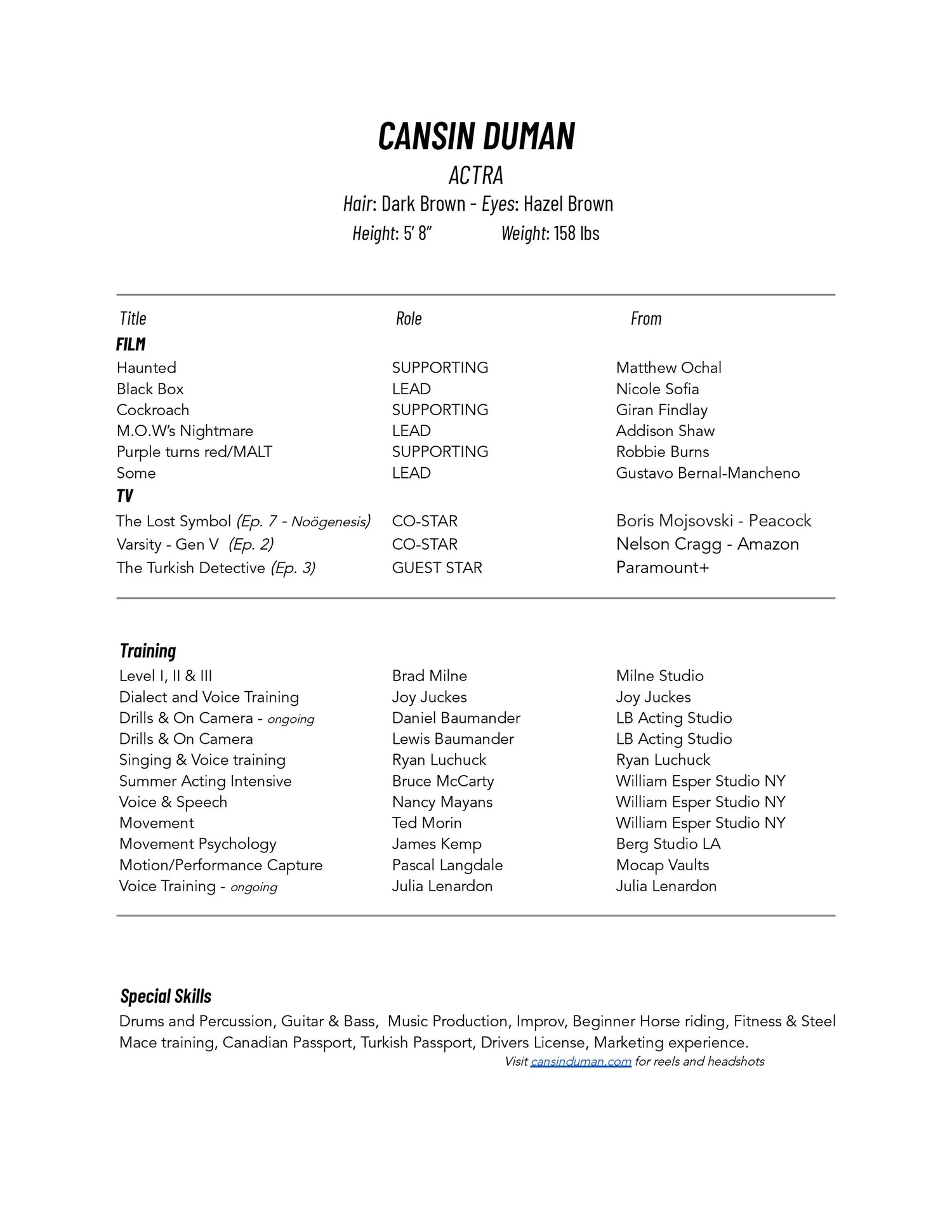 Bio + Resume