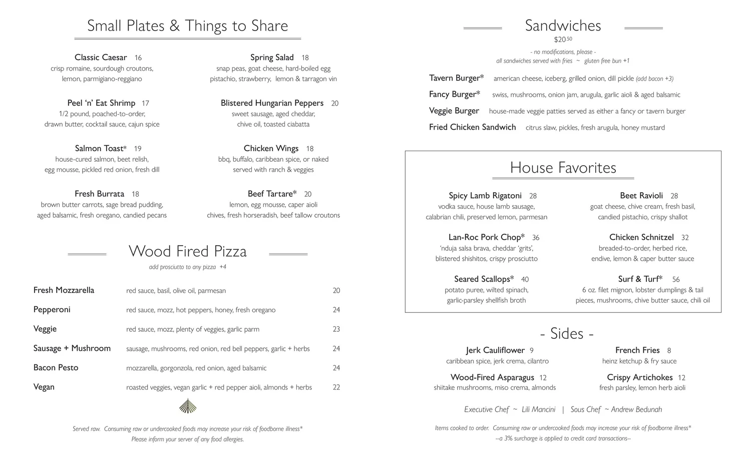 Menus — WOODEN CITY TACOMA