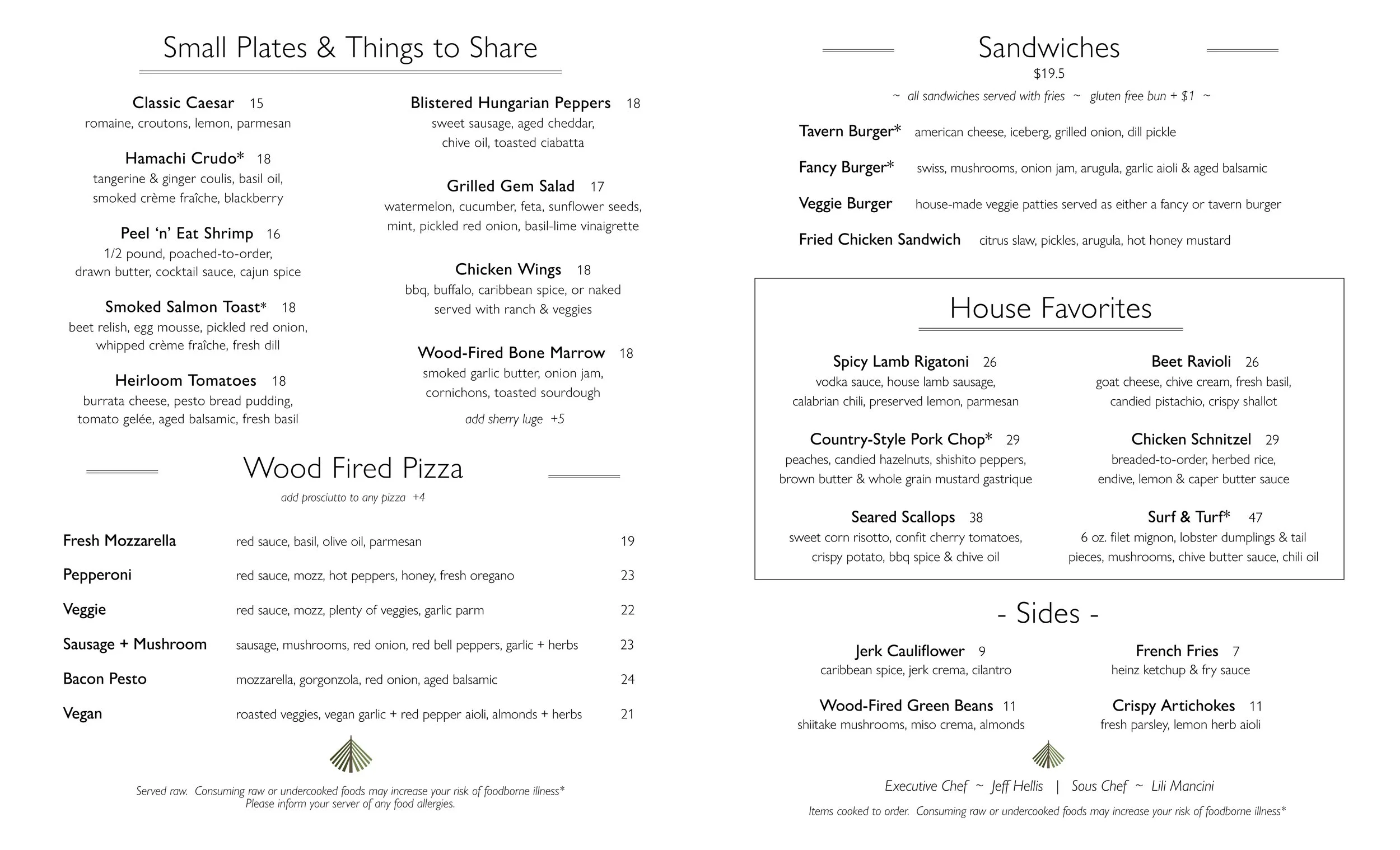 Menus — WOODEN CITY TACOMA