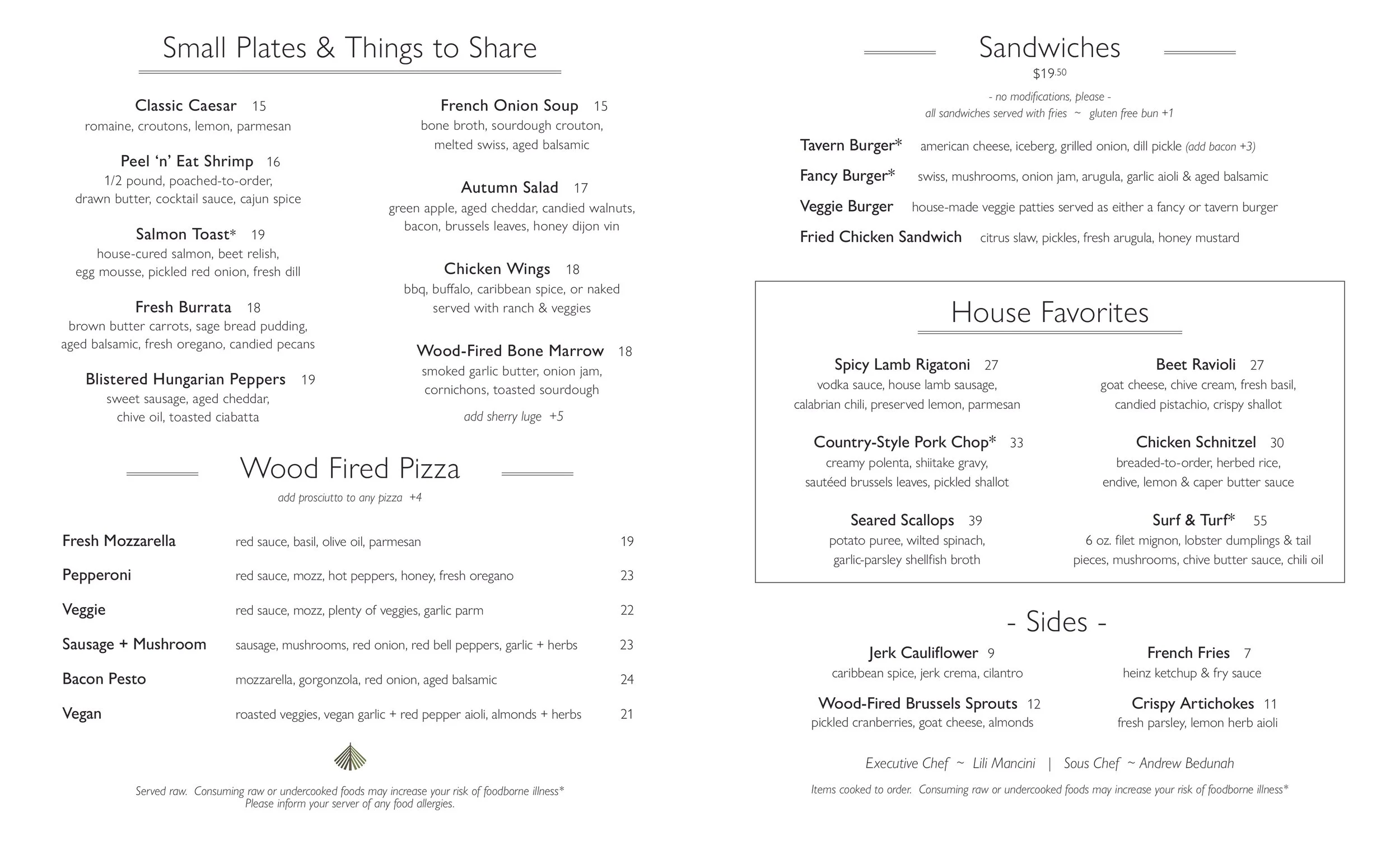 Menus — WOODEN CITY TACOMA