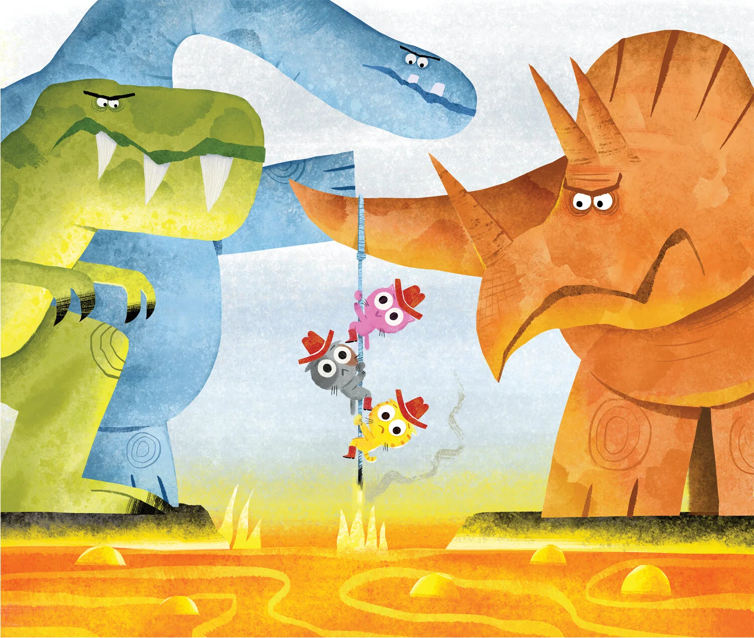 Kitties on Dinosaurs by Michael Slack — Michael Slack | Illustration ...