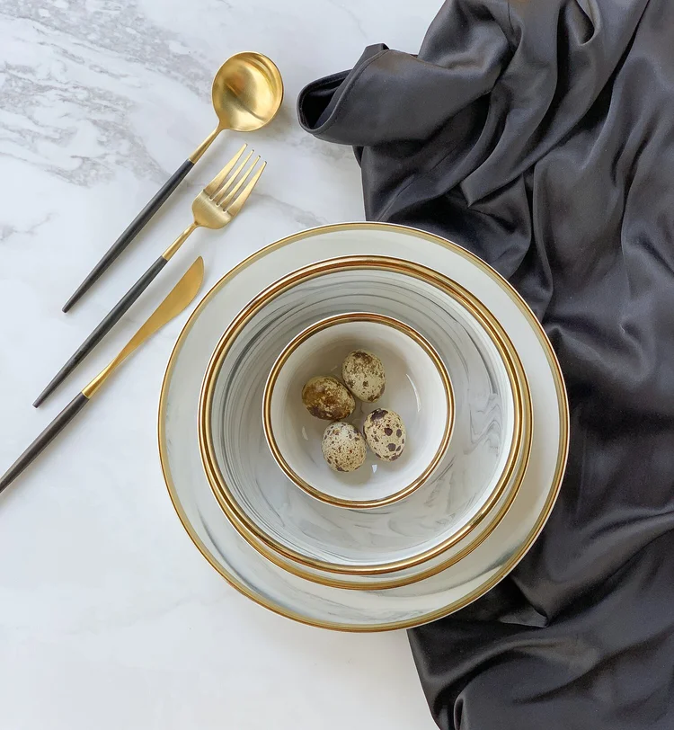 Luxury White & Gold Dinnerware Set – 4 Piece | Marcel Ardani — Marcel ...
