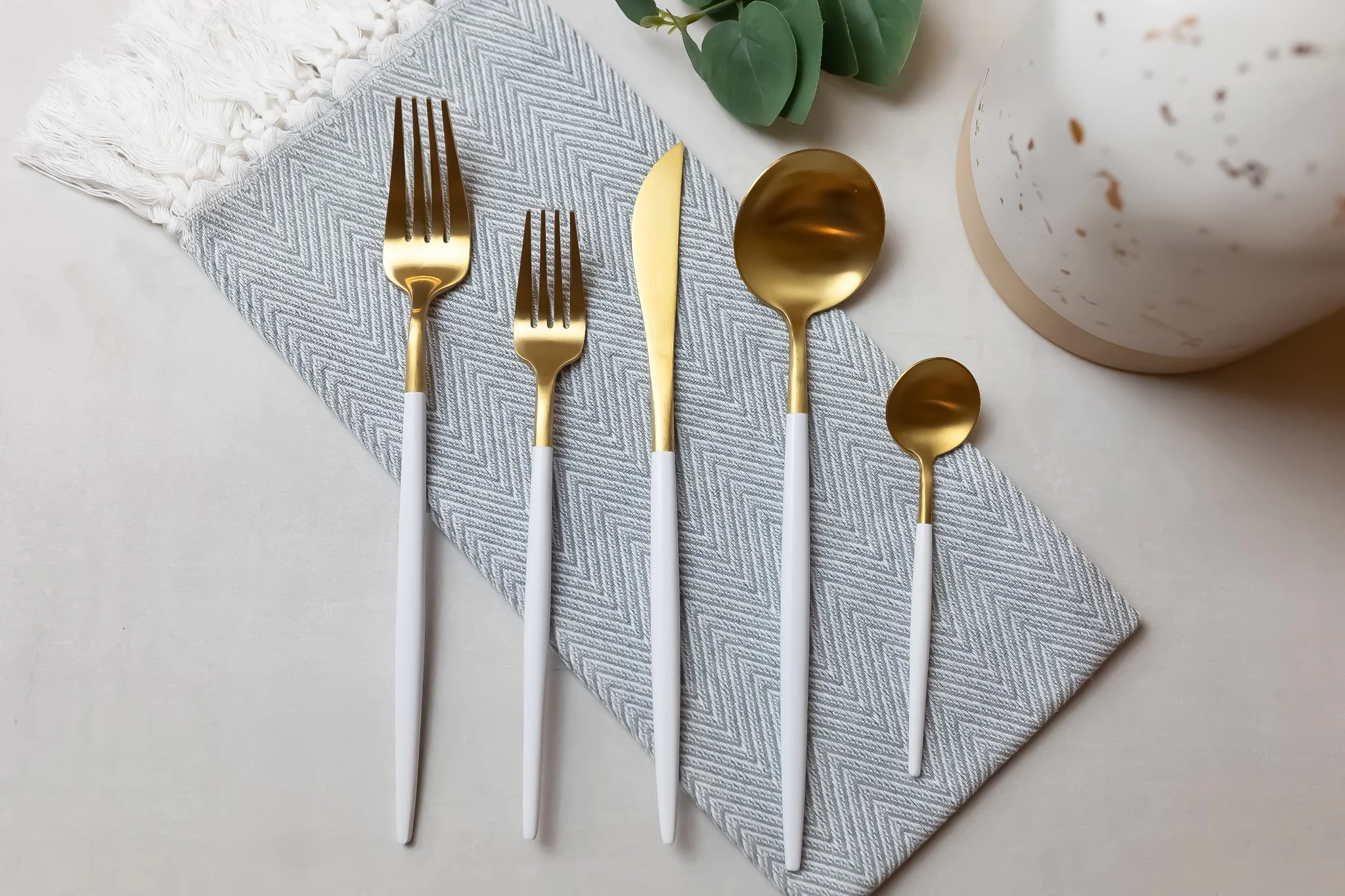 GENOA Matte Gold & White Flatware — Marcel Ardani