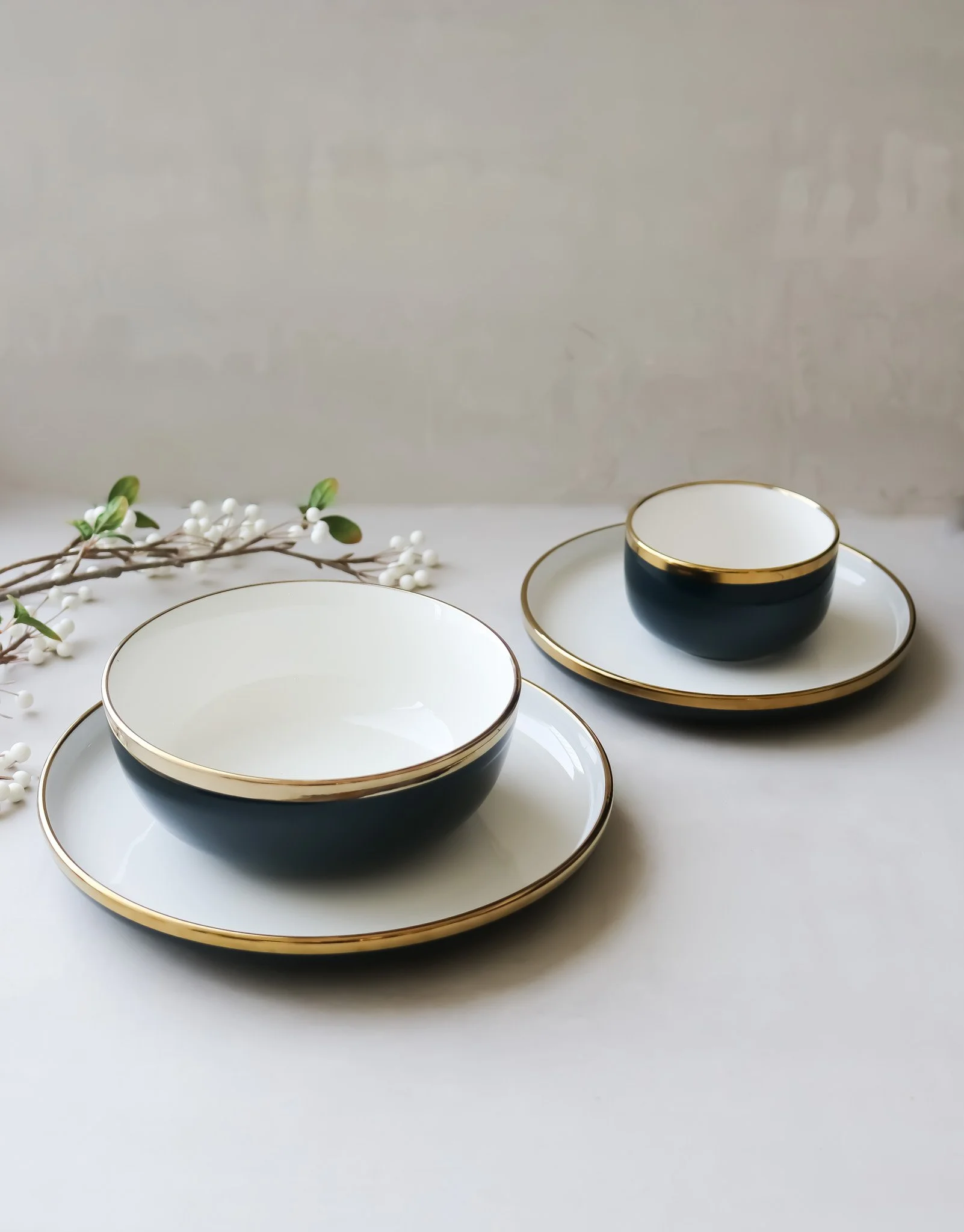 Minimalist White Ceramic Rectangular Serving Platter with Black Rim ...