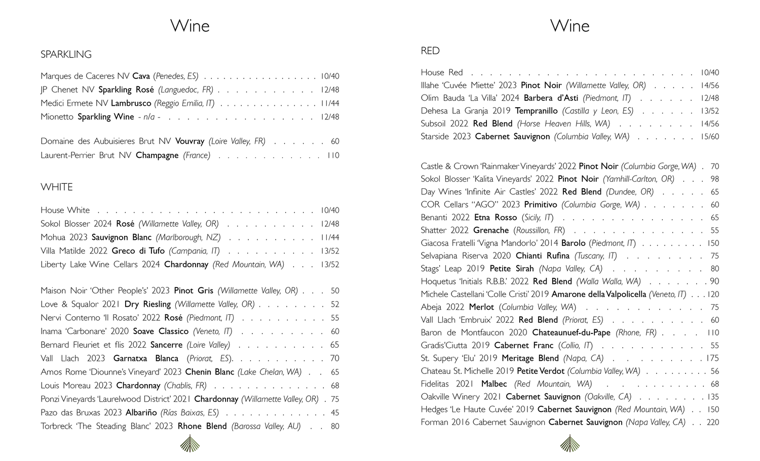Menus — WOODEN CITY SPOKANE