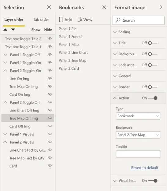 Power BI Buttons and Toggles, Multiple toggle panels on one page | Peak ...