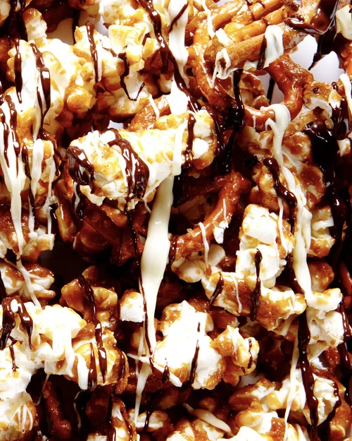 Chocolate Caramel Pretzel Popcorn Recipe — Bite Me More