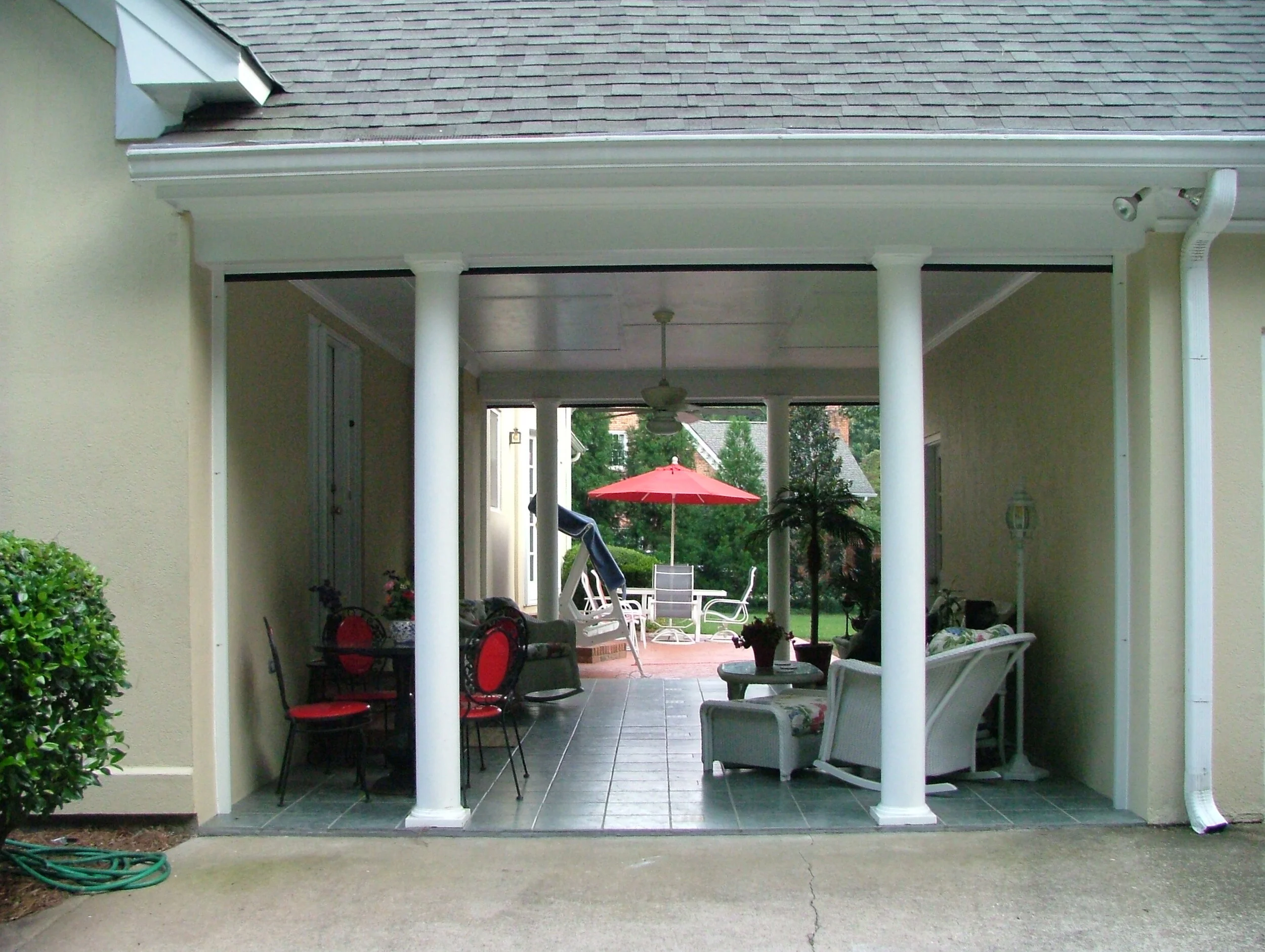 Residential exterior motorized screens. — Outdoor Comfort Technologies