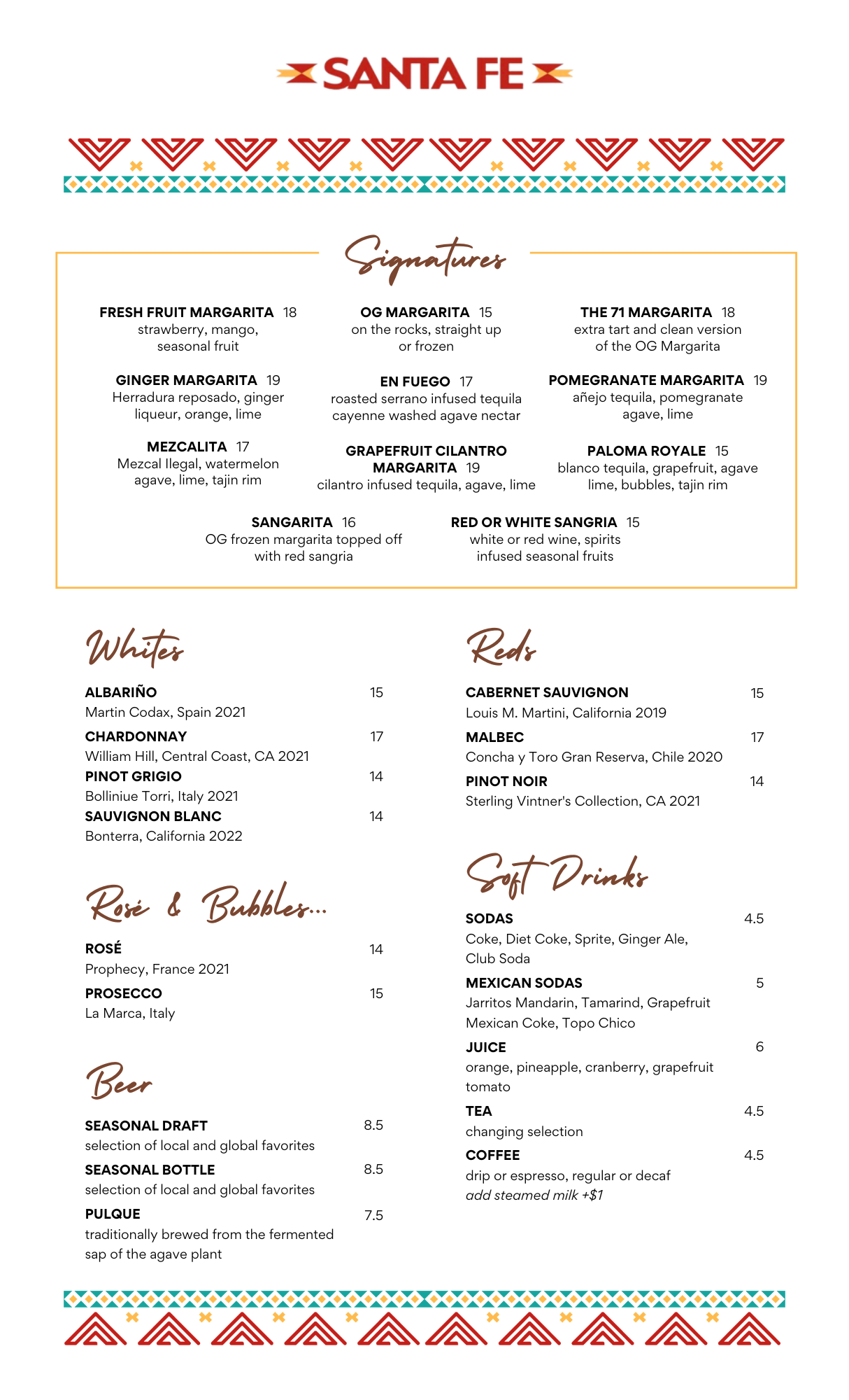 Lunch Menu — Santa Fe Restaurant