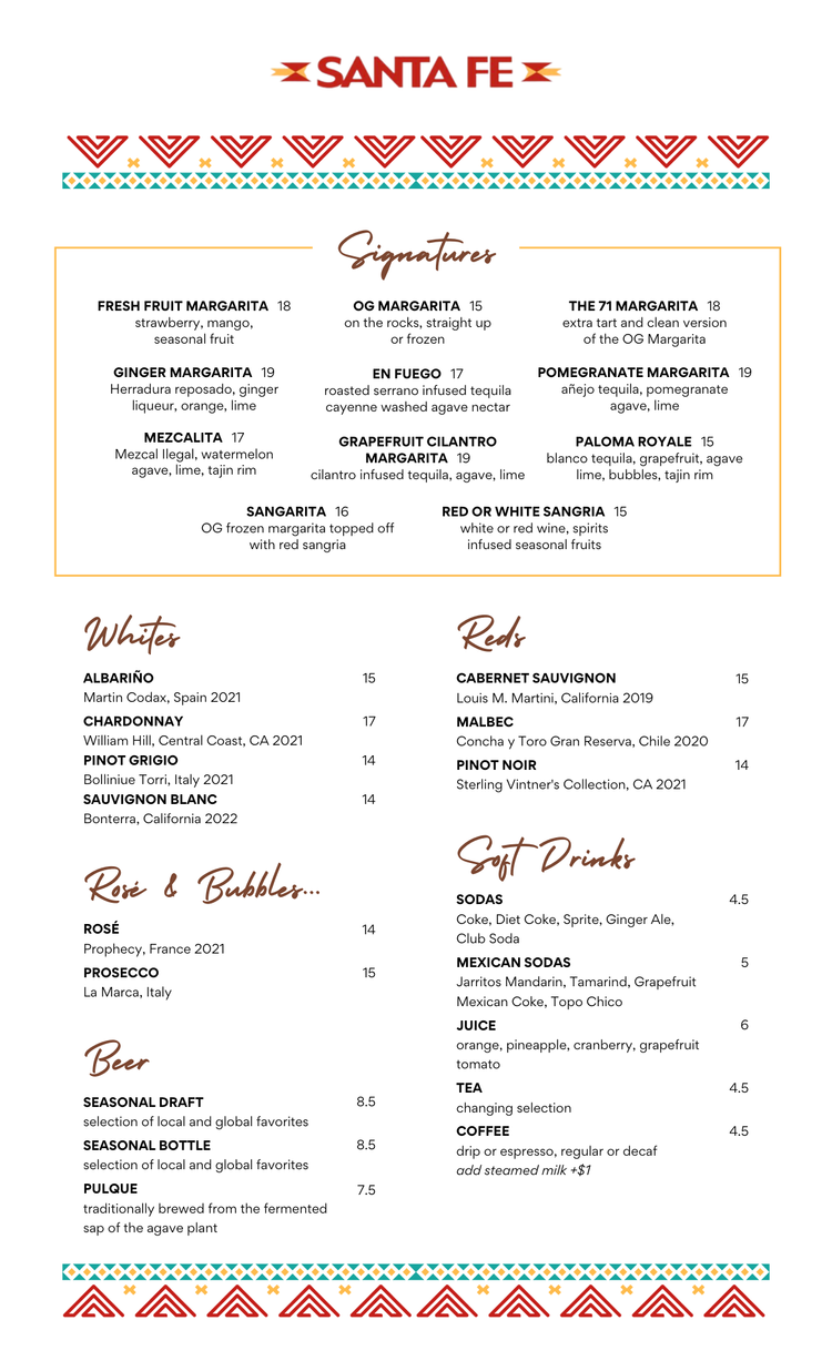 Lunch Menu — Santa Fe Restaurant