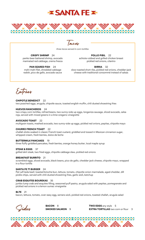 Lunch Menu — Santa Fe Restaurant