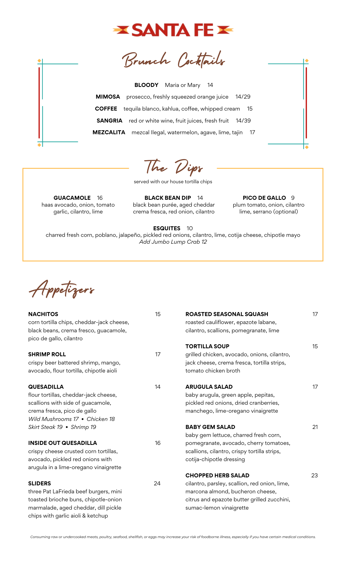 Lunch Menu — Santa Fe Restaurant