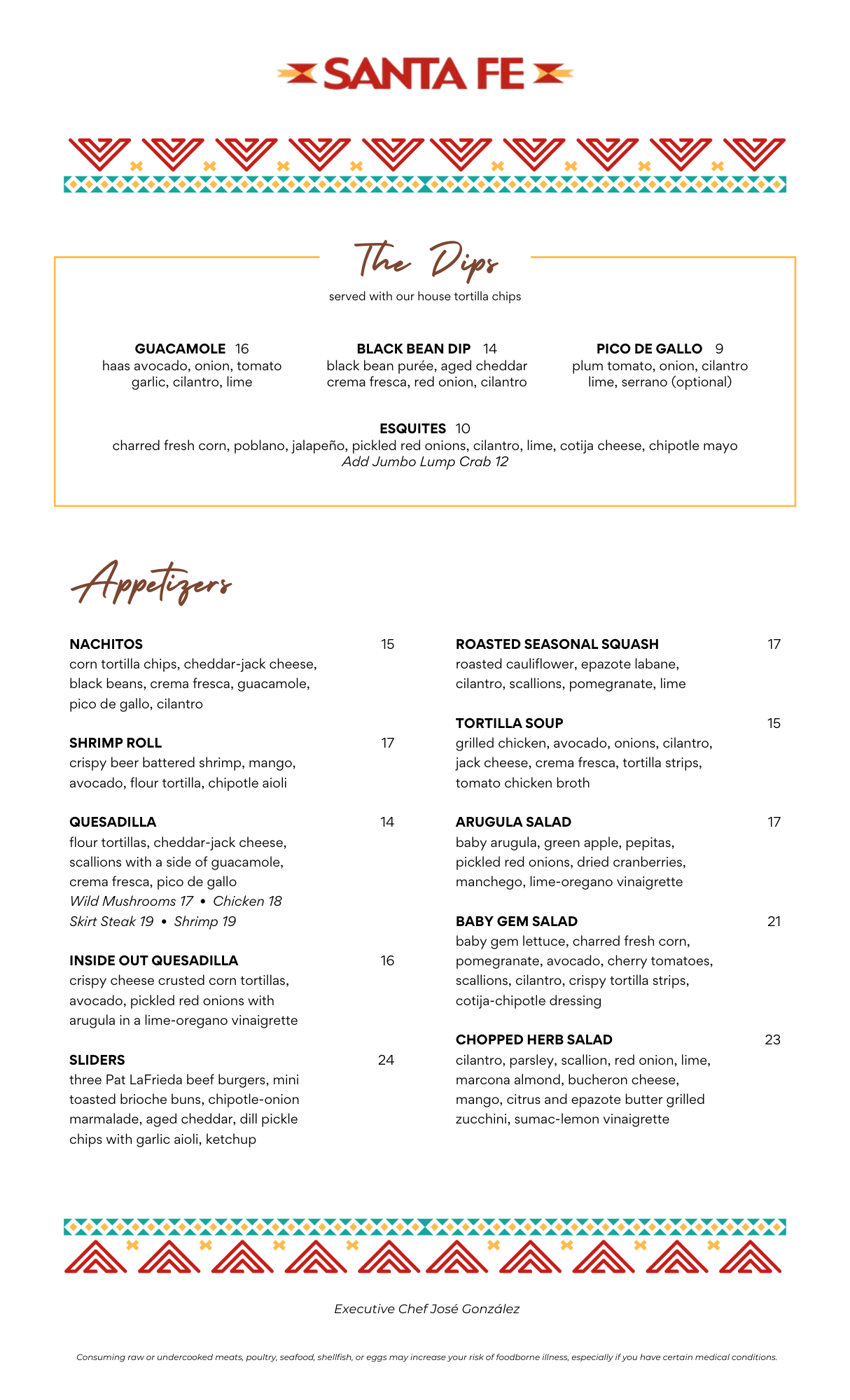 Lunch Menu — Santa Fe Restaurant