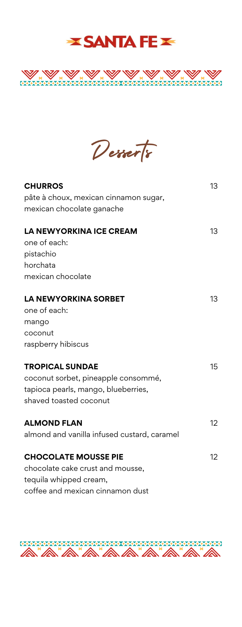 Lunch Menu — Santa Fe Restaurant