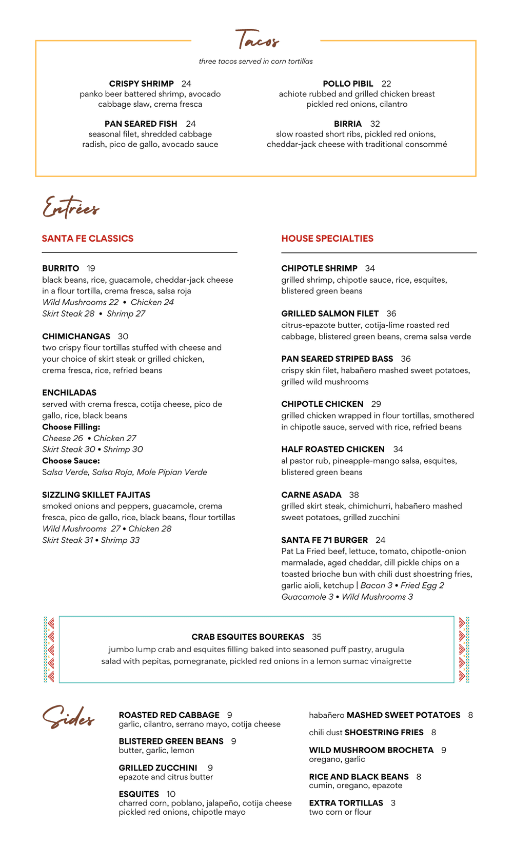 Lunch Menu — Santa Fe Restaurant
