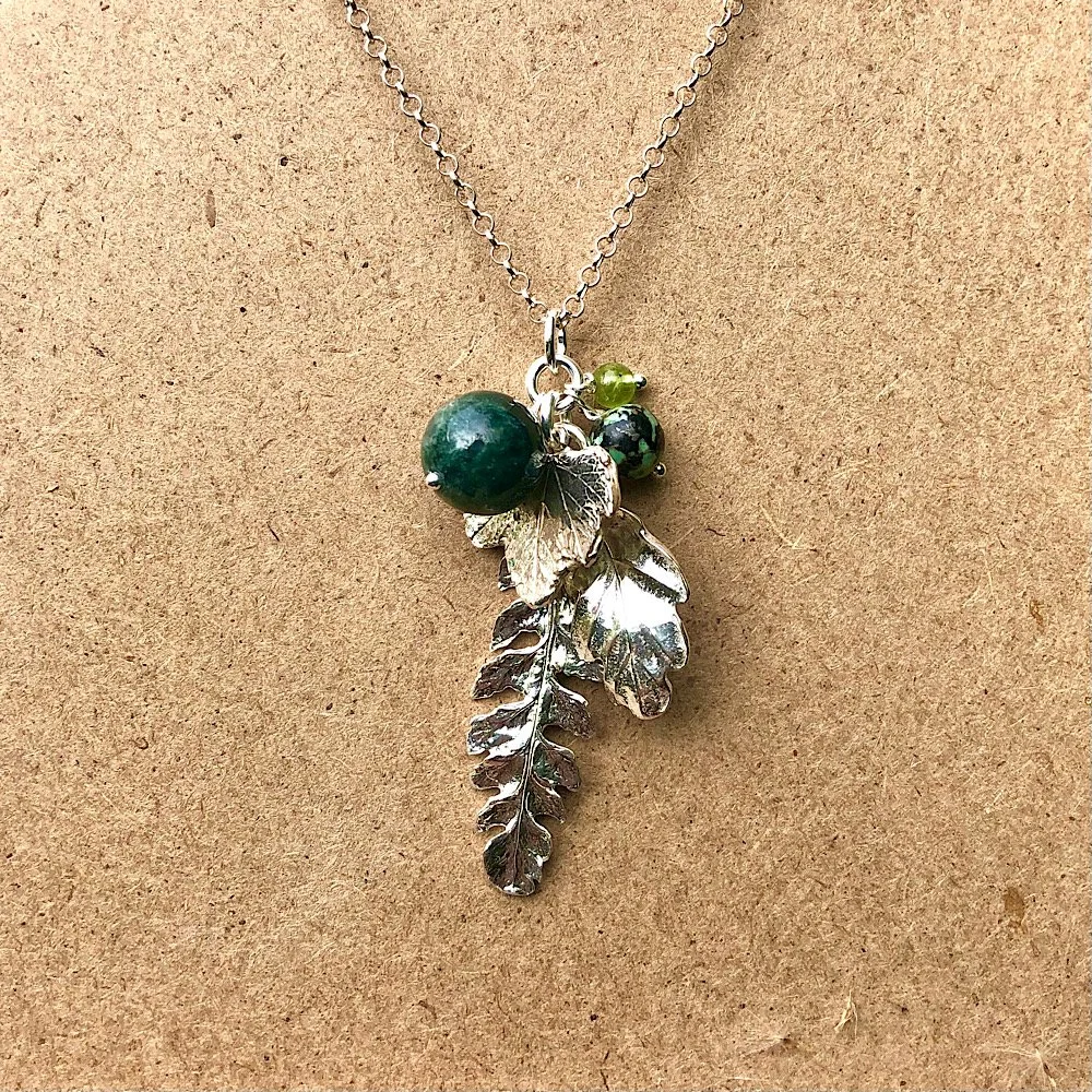 Sterling Silver Vine Leaf Necklace with Purple Amethyst Grapes — Grace ...