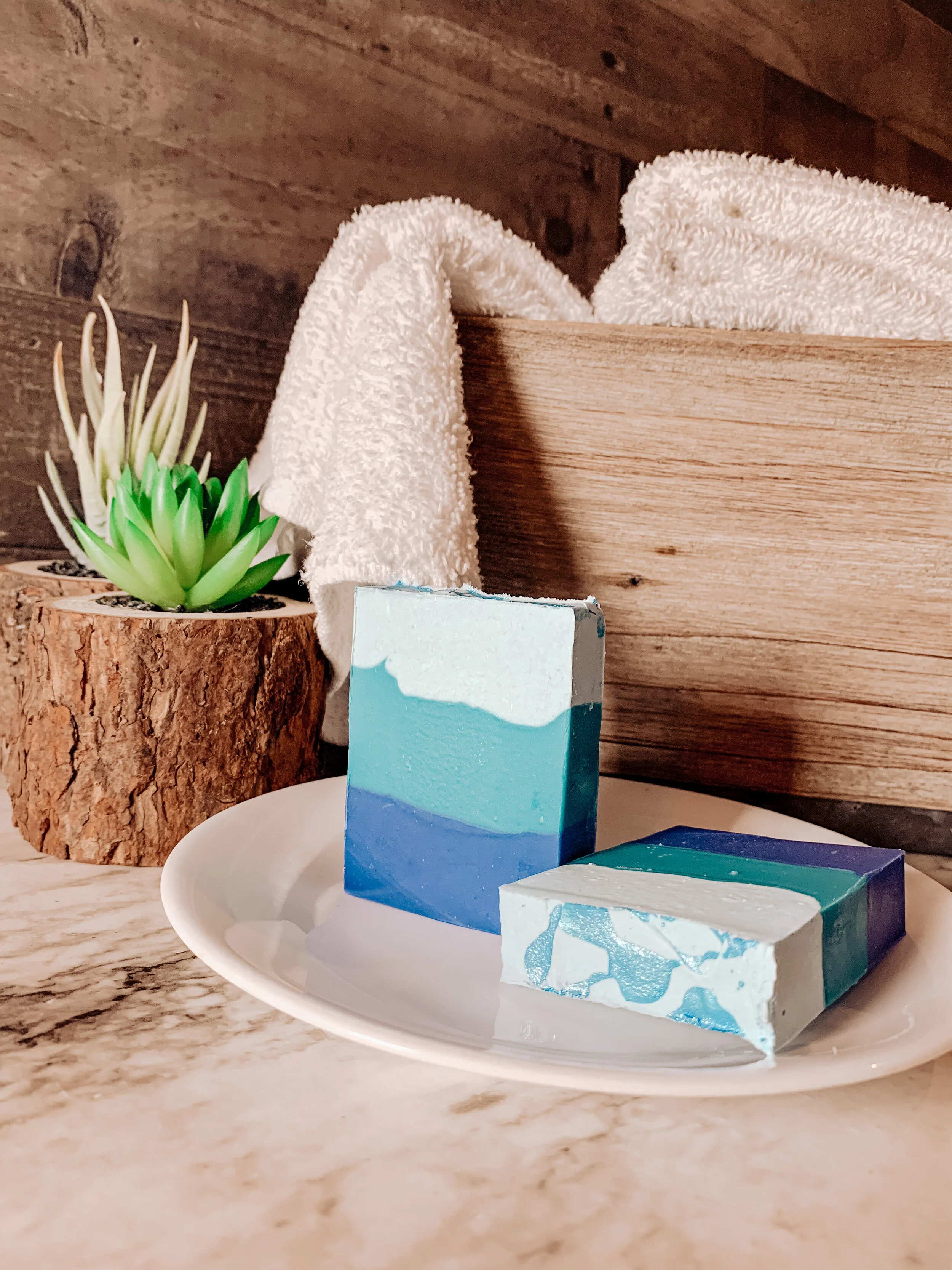 Soap, soap dish, wash cloth gift bundle — Triple Decker Candle Co.