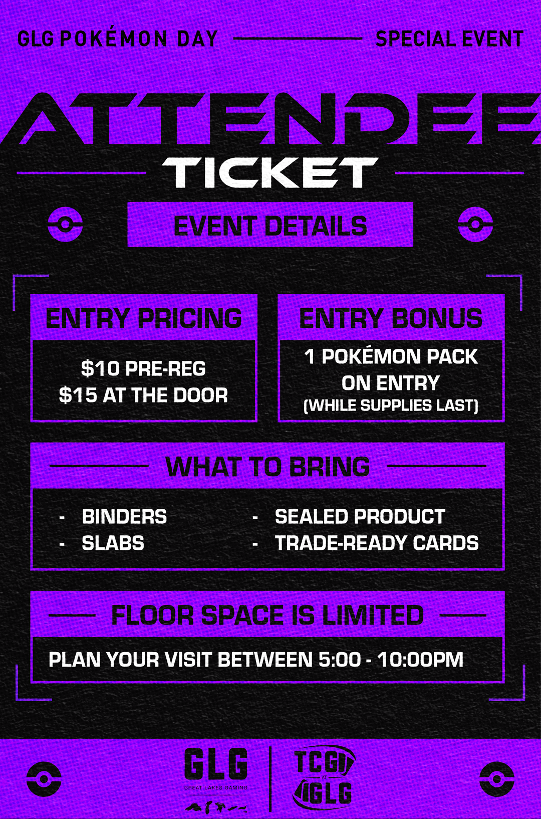 GLG Pokemon Day Card Show Attendee Ticket — Great Lakes Gaming