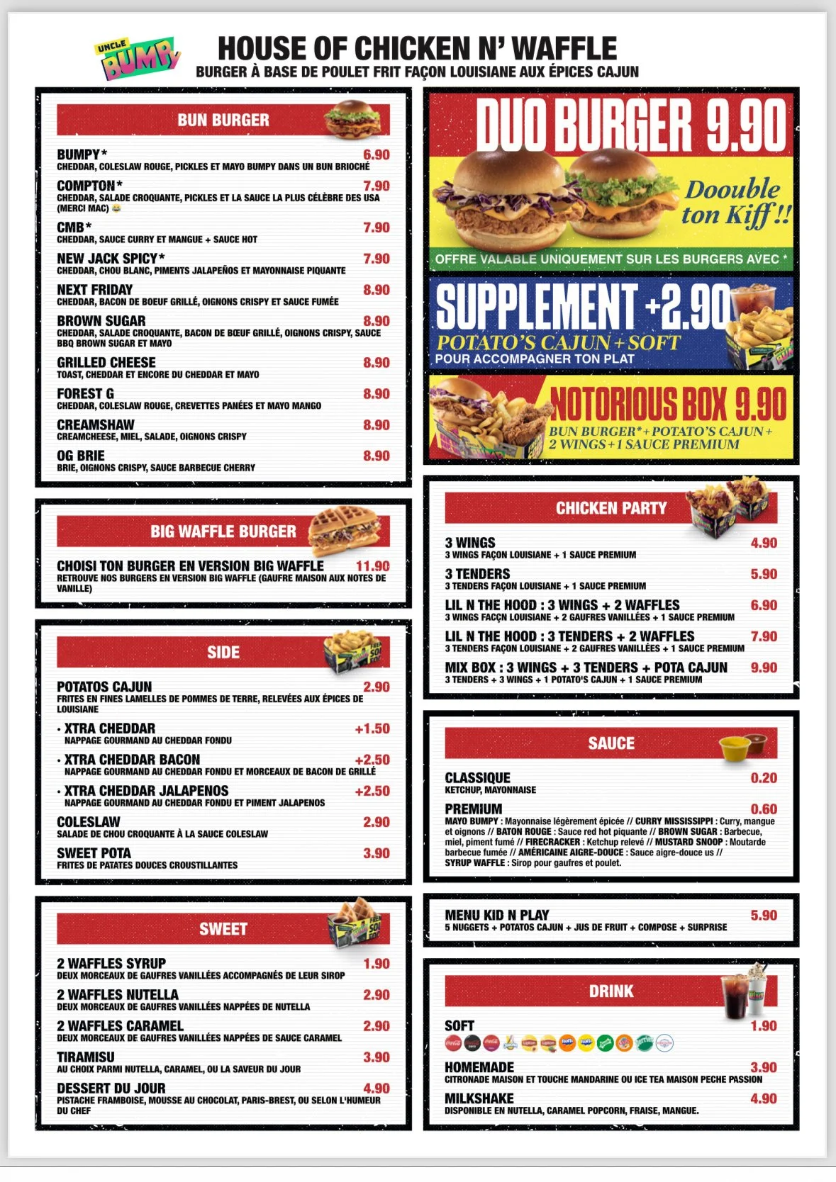 Uncle Bumpy — Menu