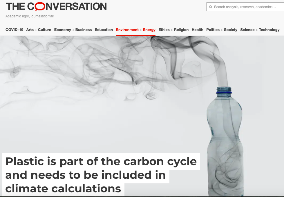 Plastic is part of the carbon cycle and needs to be included in climate ...