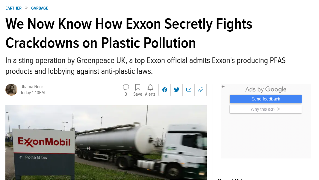We Now Know How Exxon Secretly Fights Crackdowns on Plastic Pollution ...