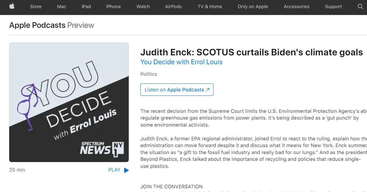 Judith Enck: SCOTUS Curtails Biden’s Climate Goals — Beyond Plastics ...