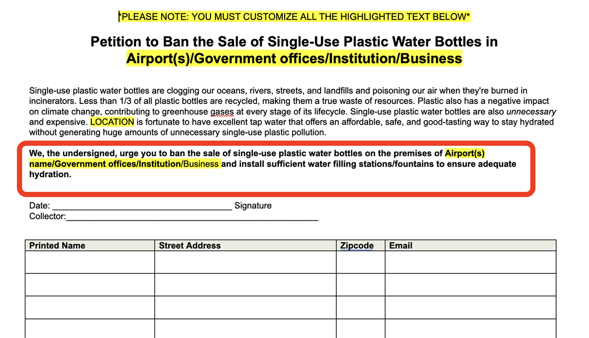 HOW TO CREATE A PETITION — Beyond Plastics - Working To End Single-Use ...