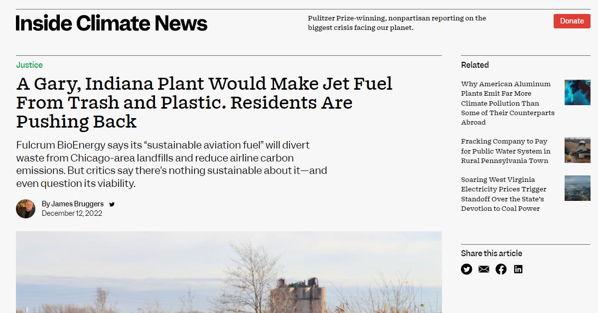 A Gary, Indiana Plant Would Make Jet Fuel From Trash and Plastic ...