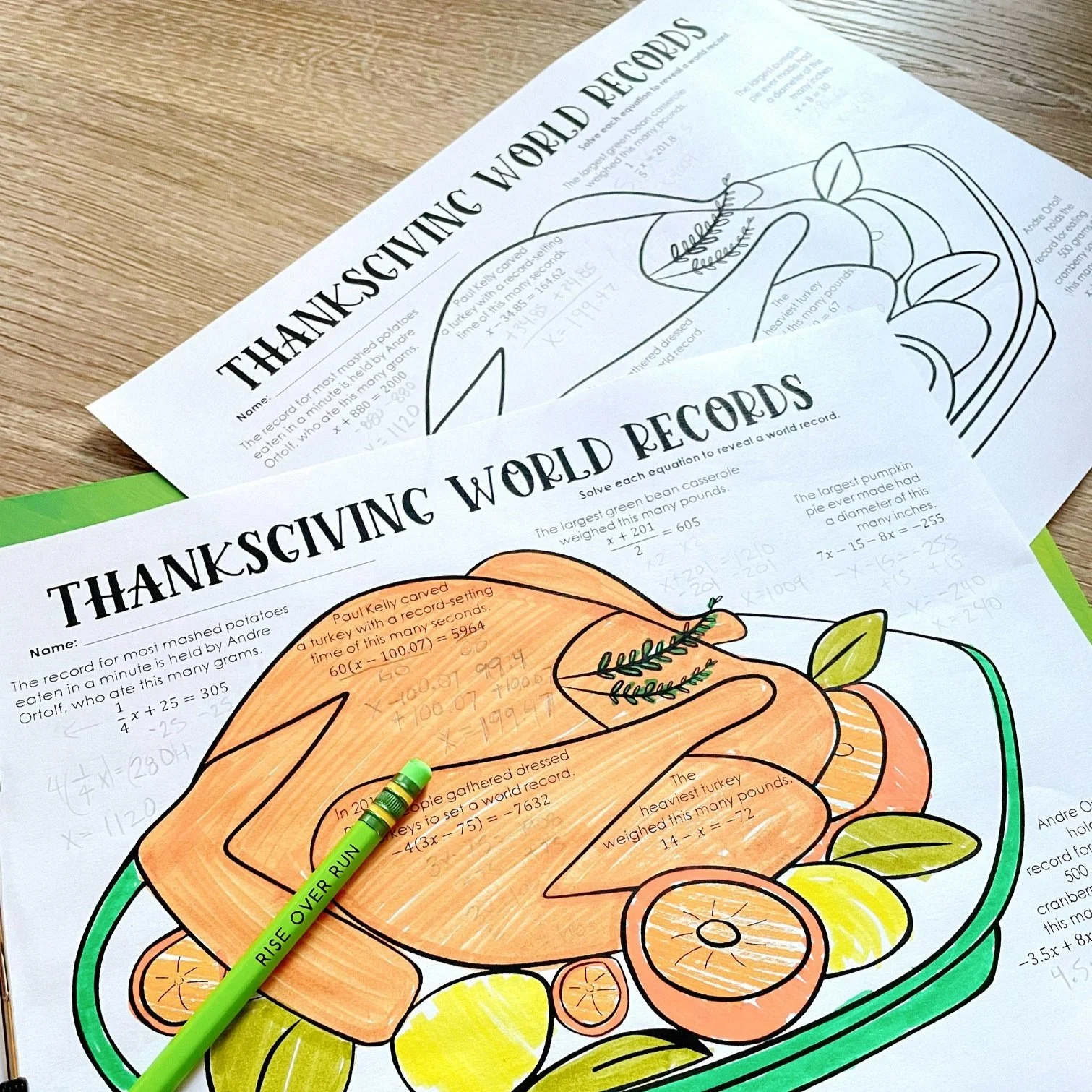 Math Activities for Thanksgiving — Rise over Run