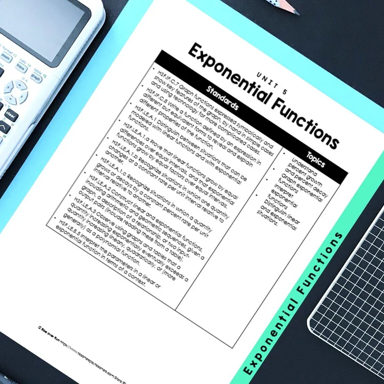 Exponential Functions Unit in Algebra 1: Planning & Ideas — Rise over Run