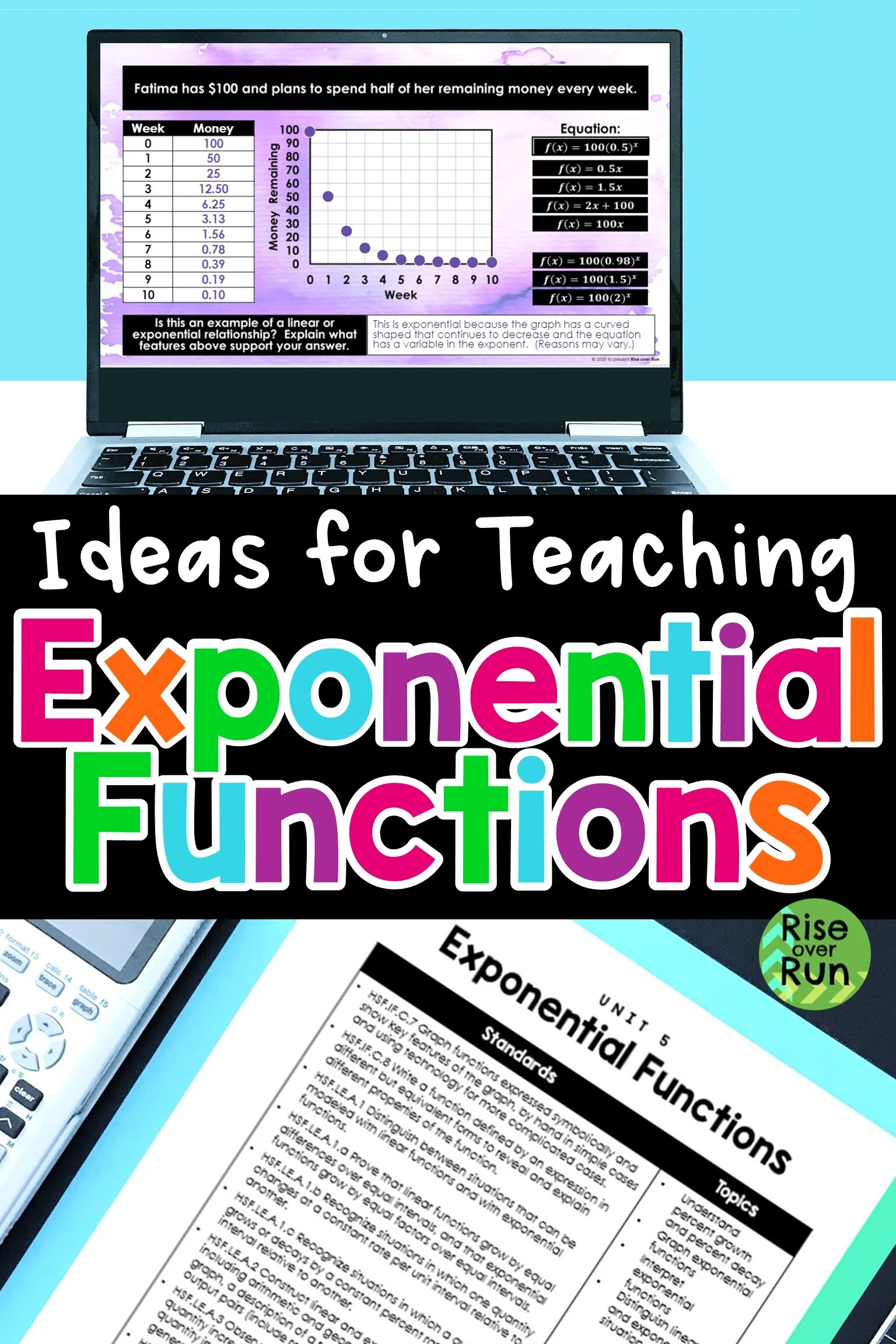 Exponential Functions Unit in Algebra 1: Planning & Ideas — Rise over Run