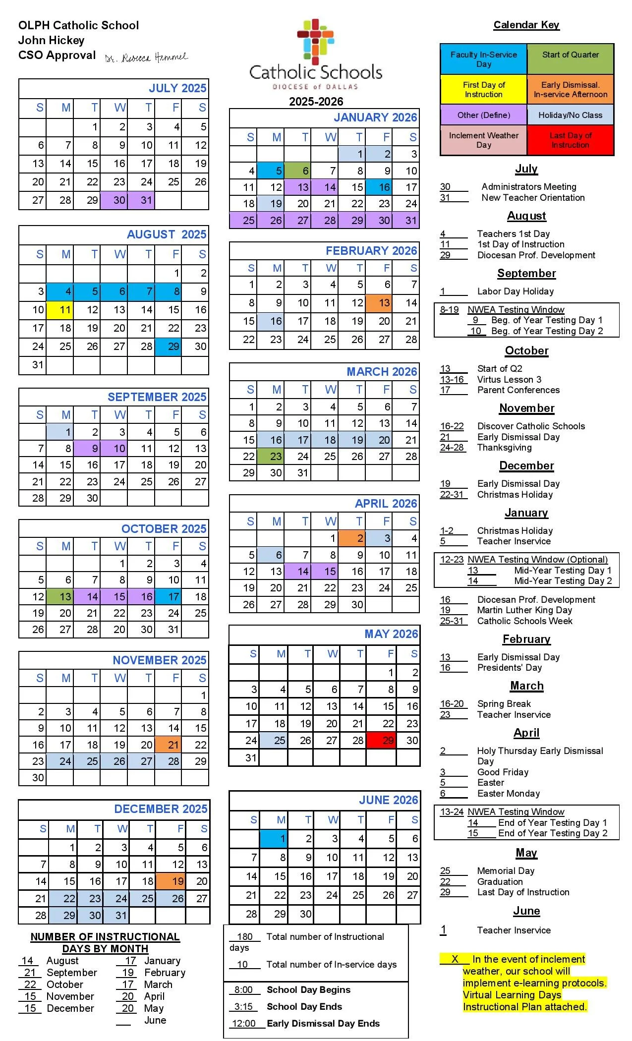 OLPH 2025-26 School Calendar — Our Lady of Perpetual Help Catholic School