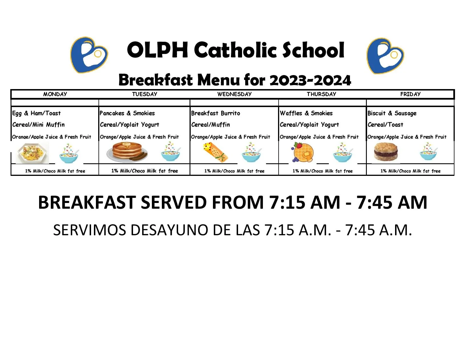 OLPH Breakfast Menu — Our Lady of Perpetual Help Catholic School