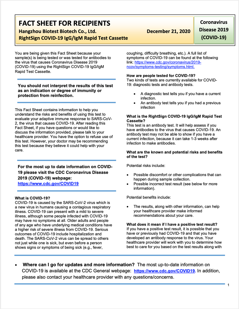 RightSign COVID-19 Rapid Antibody Test — Rhino Diagnostics
