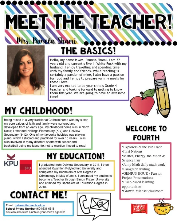 GRADE 4A MEET THE TEACHER Message | Star of the Sea School | Surrey ...