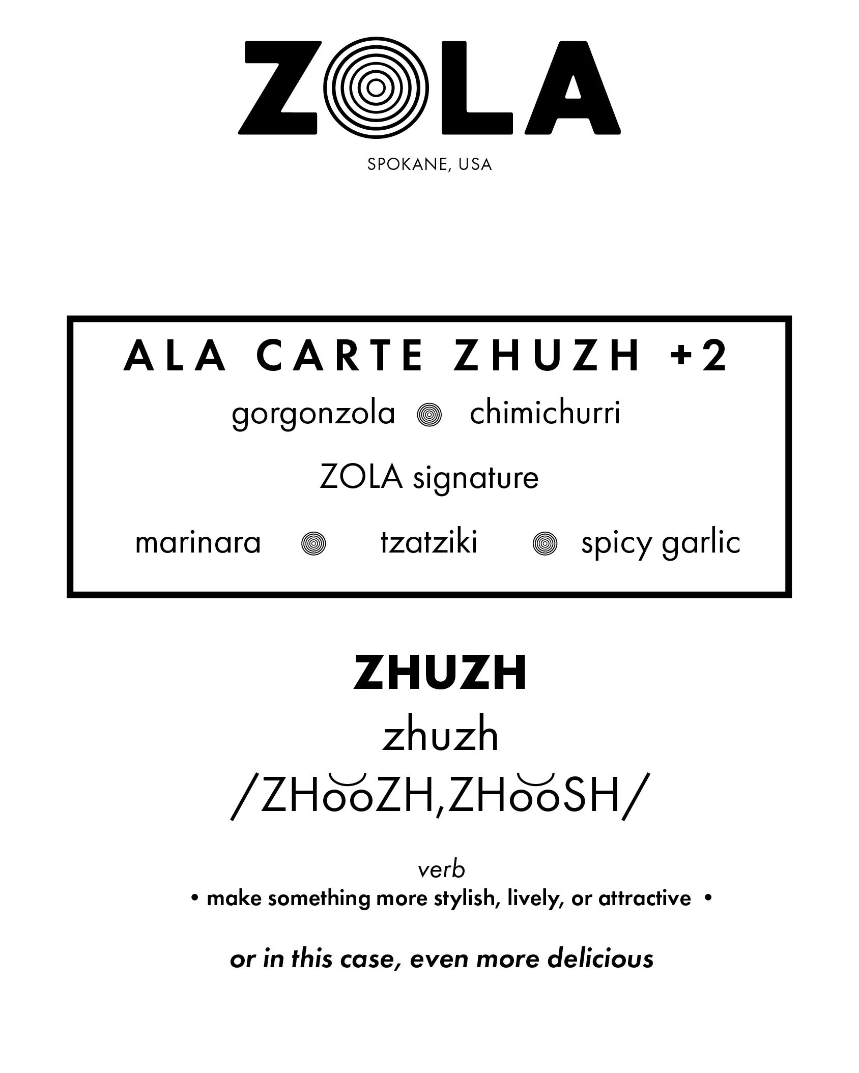 Food and Drink Menus — Zola Restaurant & Live Music Bar - Spokane, WA