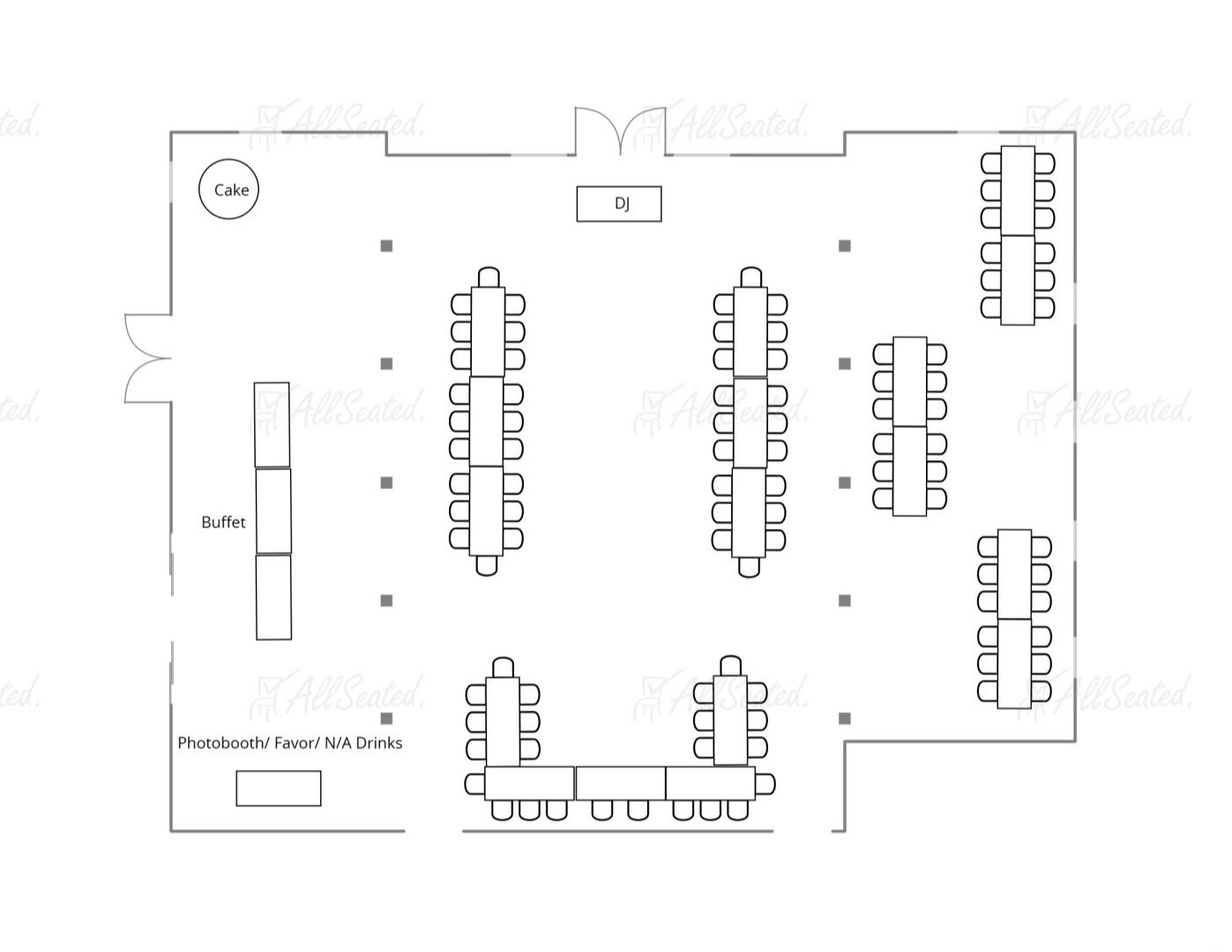 100 & Below Guest Count Table Layout Samples — The Venue at Birchwood