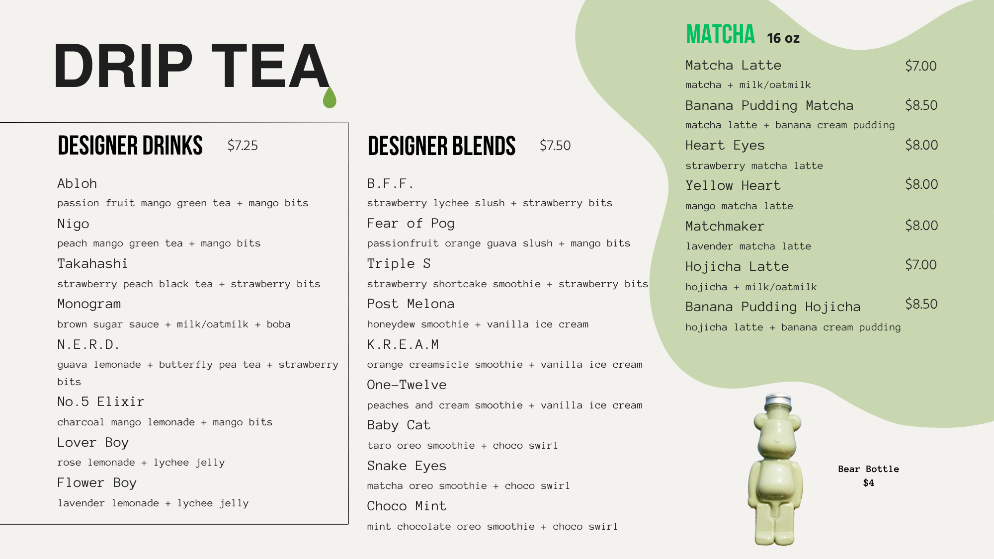 Menu — Drip Tea