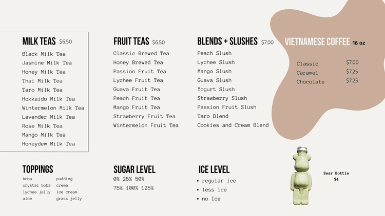 Menu — Drip Tea