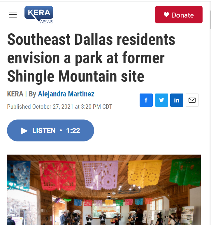 KERA-NPR: New Vision for Former Shingle Mountain in Dallas