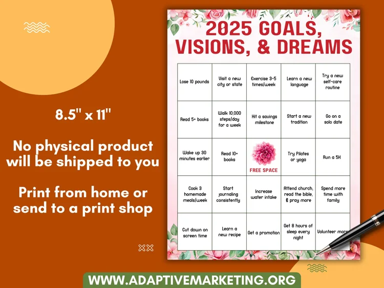 2025 Goal-Tracking Blank Bingo Card | 2025 Manifestations | Adaptive ...