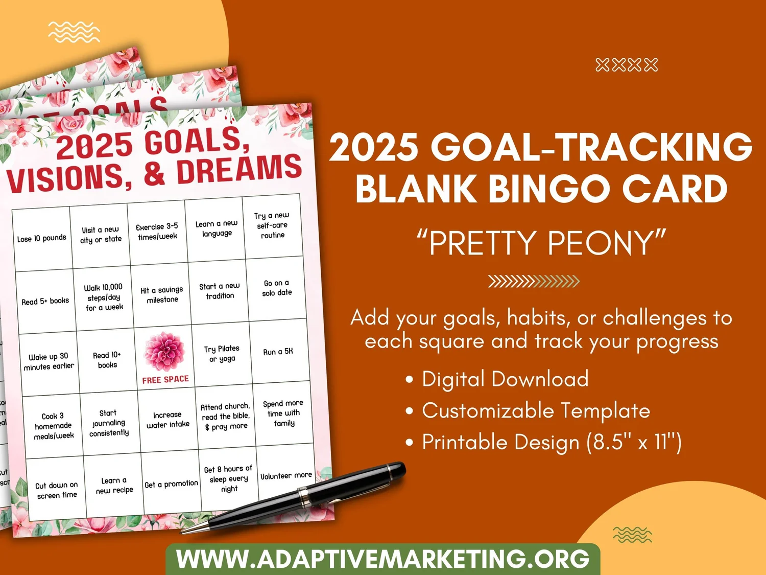 2025 Goal-Tracking Blank Bingo Card | 2025 Manifestations | Adaptive ...