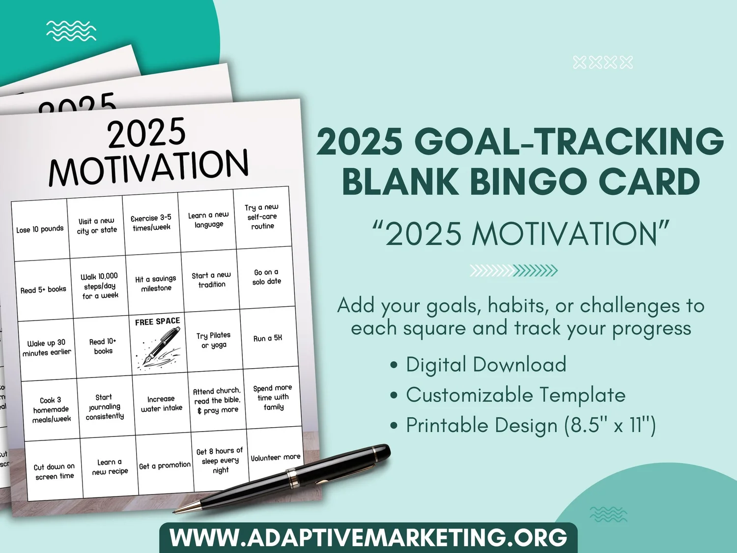 2025 Goal-Tracking Blank Bingo Card | 2025 Manifestations | Adaptive ...