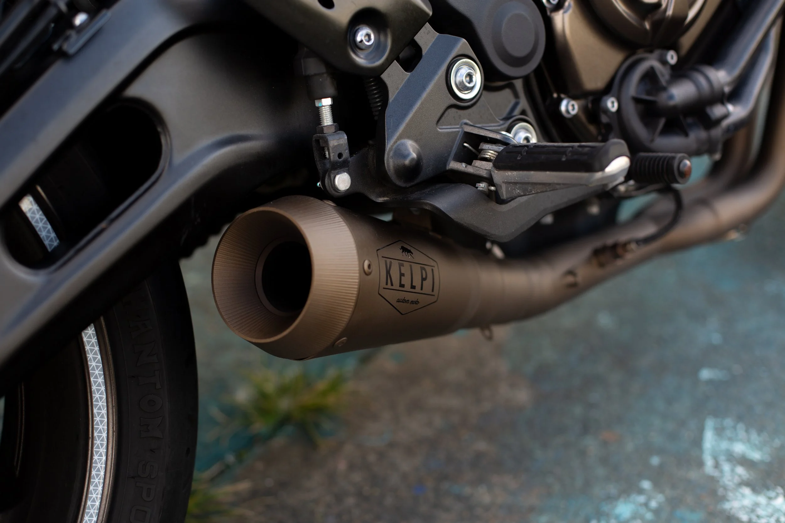 Kelpi Hydroformed Stainless Alpha Muffler — KELPI CUSTOM MOTO