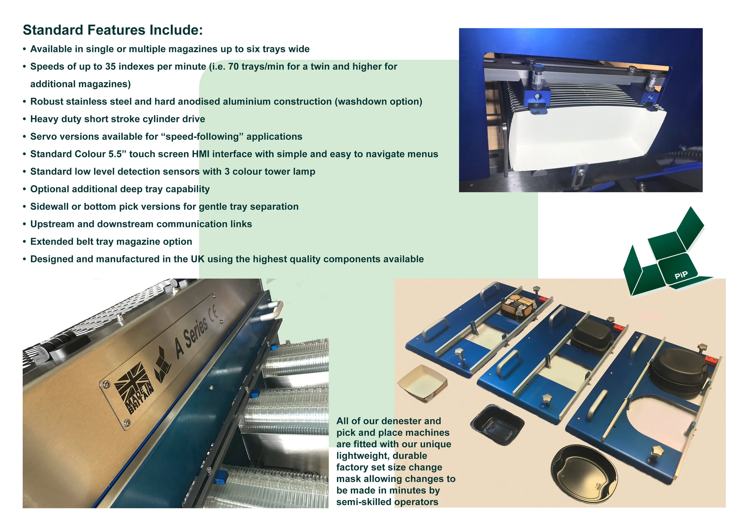 Tray denester, tray denesters, tray denesting, tray placer, pick and ...