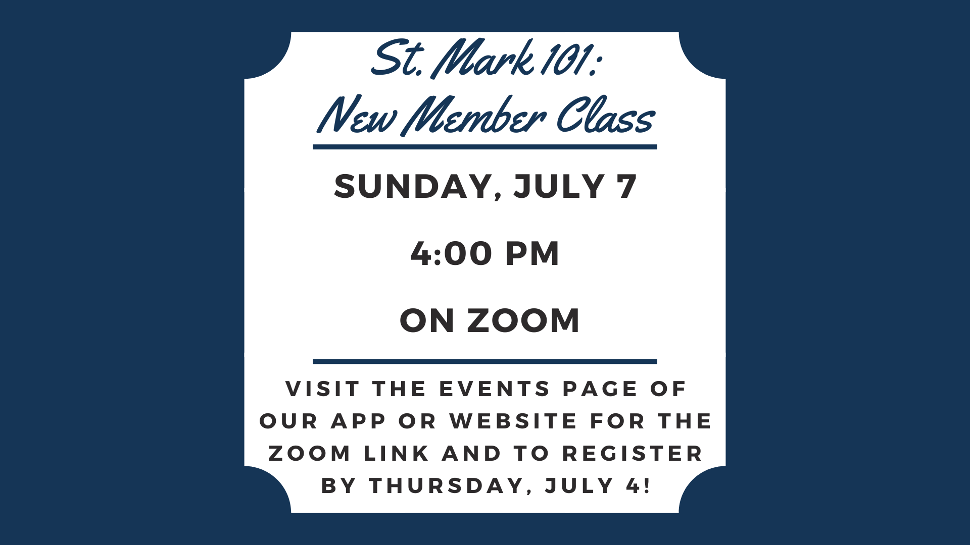 St. Mark 101: New Member Class — St. Mark Church