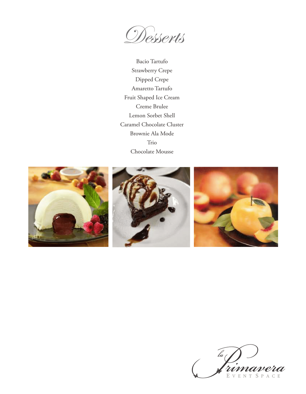Complete Menu — La Primavera Event Space | Vaughan Event Venue | Woodbridge