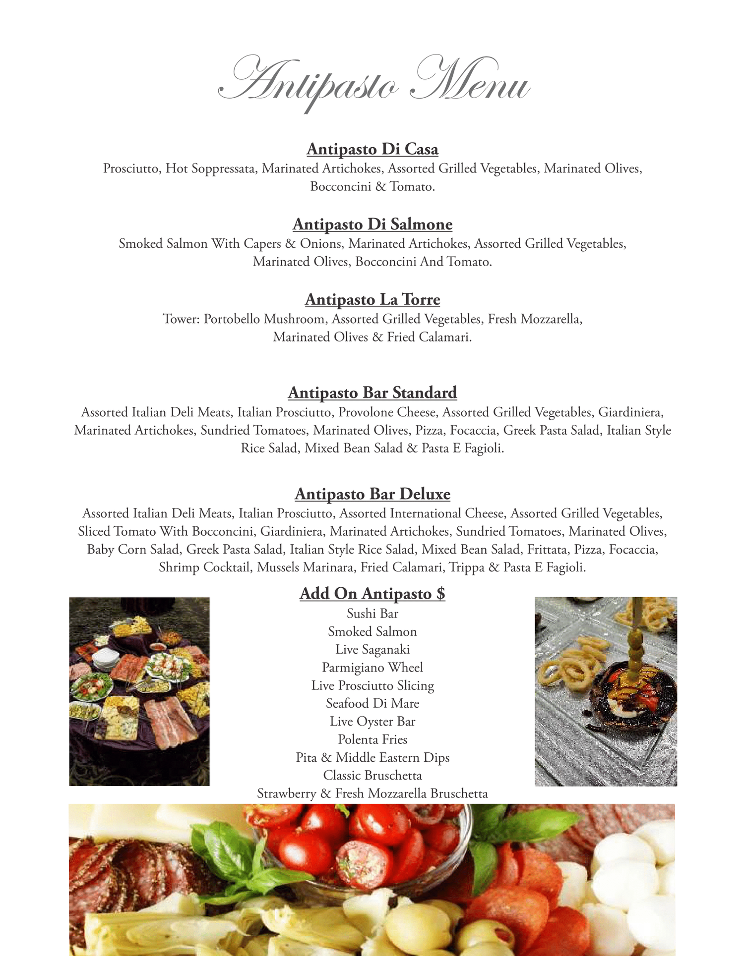 Complete Menu — La Primavera Event Space | Vaughan Event Venue | Woodbridge